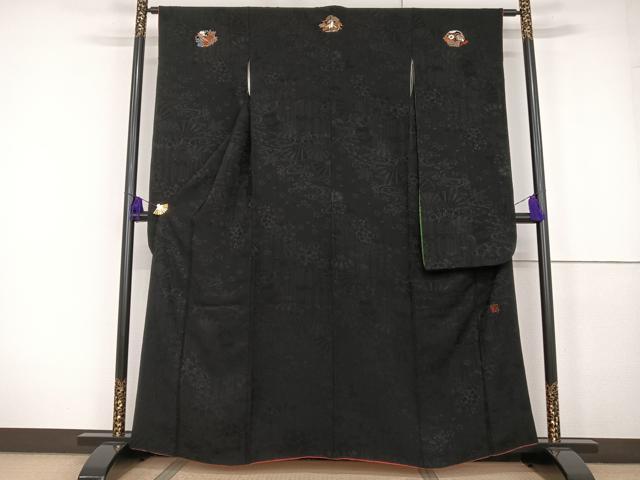 平和屋着物●豪華振袖　作家物・辰人　舞扇竜田川文　黒地　正絹　逸品　AAAT3146np