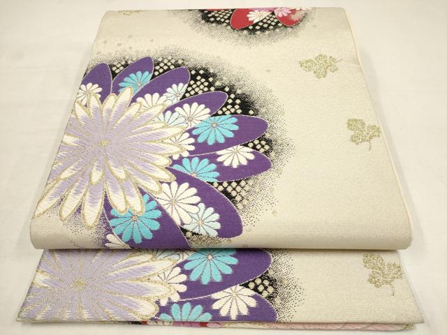 平和屋着物●振袖用　六通柄袋帯　唐織　草花文　金糸　逸品　AAAT3721wj