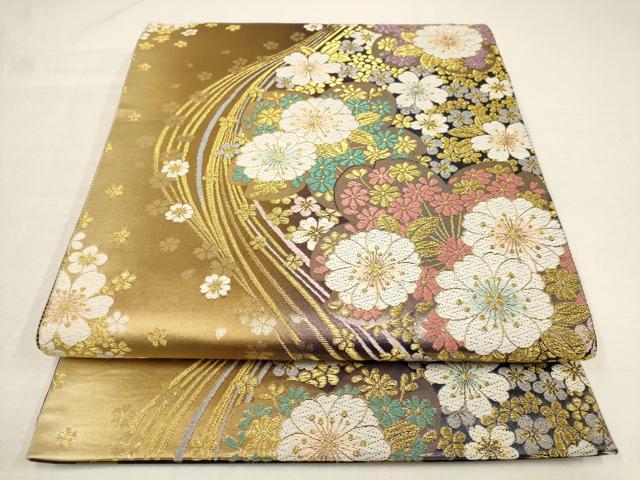 平和屋着物●振袖用　両面　六通柄袋帯　唐織　舞華文　金糸　正絹　逸品　AAAT3733wj