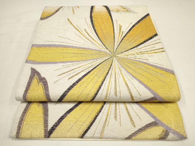 平和屋着物●振袖用　六通柄袋帯　唐織　座・模羽縷　喜憂相花文様　金糸　逸品　AAAT3738wj