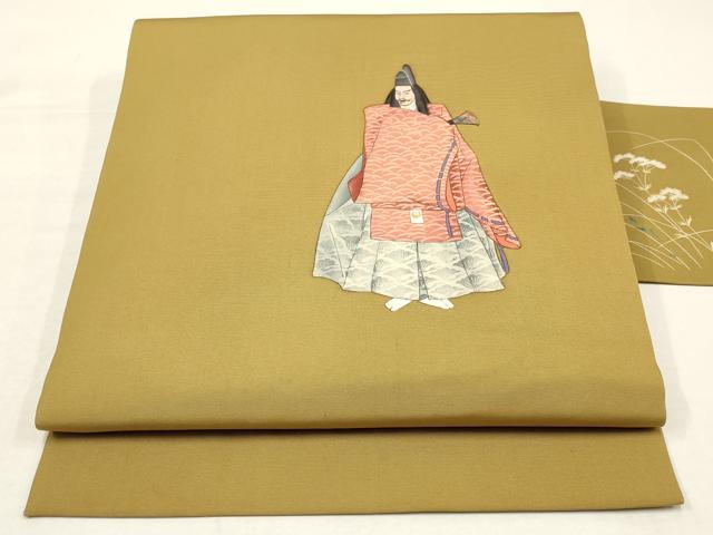 平和屋着物●加賀友禅の巨匠　初代　由水十久　塩瀬　九寸名古屋帯　能　敦盛　正絹　逸品　AAAT3741wj