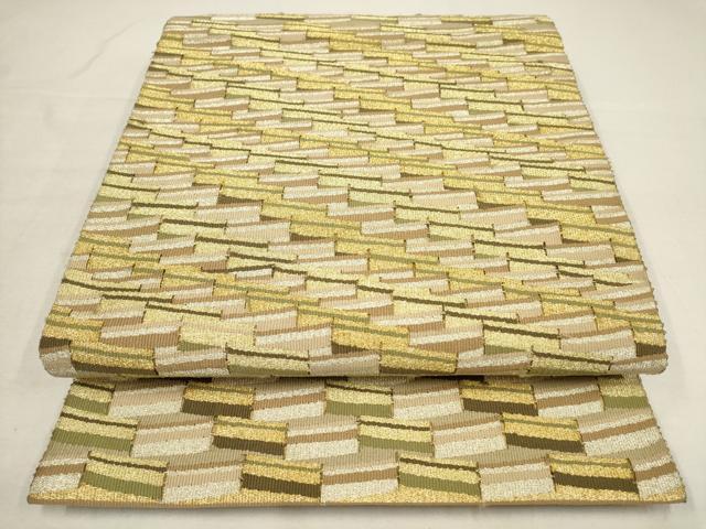 平和屋着物▽爪掻き本綴れ　太鼓柄袋帯　変わり横段文　金銀糸　スリーシーズン　正絹　逸品　AAAT3753wj