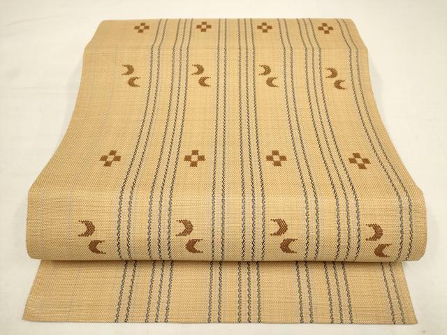 平和屋着物●八寸名古屋帯　紬地　琉球絣間道　正絹　逸品　AAAT3785wj