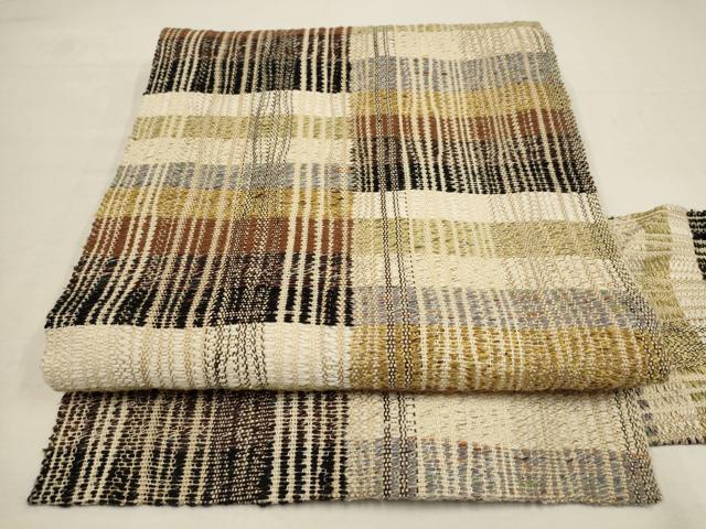 平和屋着物●八寸名古屋帯　紬地　横段文　正絹　逸品　AAAT3801wj