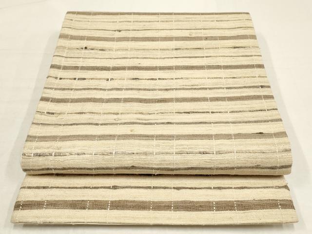 平和屋着物●インド・アッサム　野蚕糸　手織　ムガシルク　全通柄袋帯　横段文　正絹　逸品　AAAT3803wj