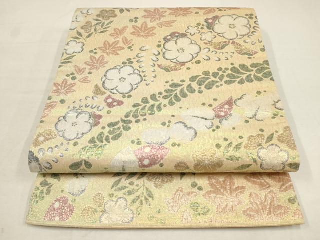 平和屋着物●「美しいキモノ」お馴染みのメーカー　となみ織物　きりこ織　六通柄袋帯　辻が花　金糸　正絹　逸品　AAAT3814wj