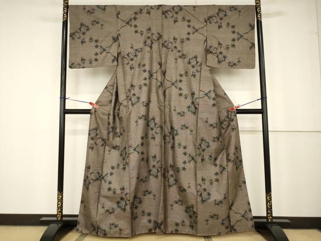 平和屋着物●本場大島紬　9マルキ　枝花文　正絹　逸品　未使用　AAAT4983pf