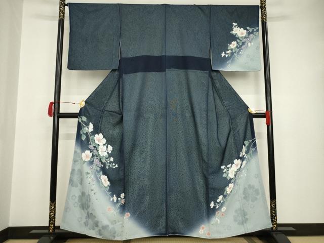 平和屋着物●訪問着　紗袷　手描き　草花文　やまと誂製　正絹　逸品　AAAT5109ck
