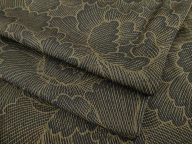 平和屋着物●上質な小紋　牡丹　黒地　正絹　逸品　AAAT5112ck