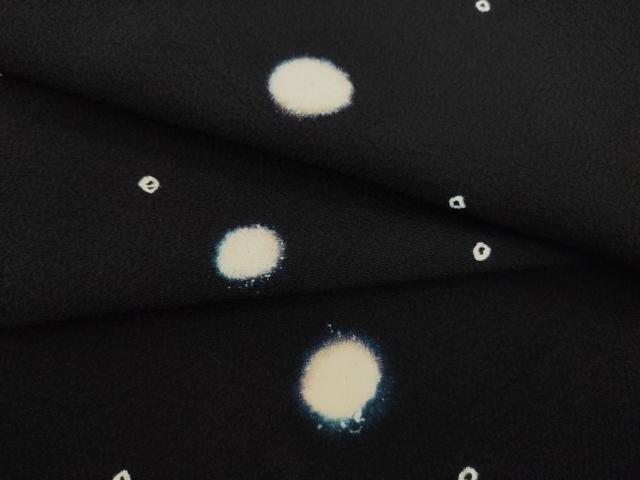 平和屋着物●極上　小紋　丸文　蛍暈し　黒地　さが美扱い　正絹　逸品　未使用　AAAT5113ck