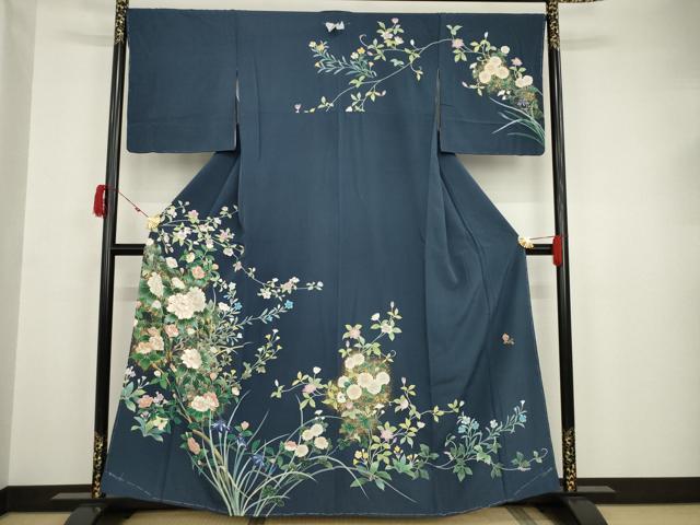 平和屋着物●訪問着　刺繍　草花文　金糸　金彩　正絹　逸品　未使用　AAAT5132ck