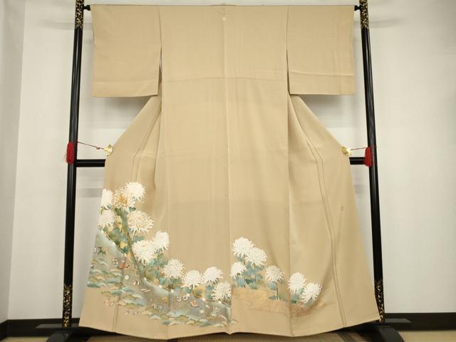 平和屋着物●訪問着　友禅　作家物　駒刺繍　幔幕吉祥花文　金彩　正絹　逸品　AAAT5139ck