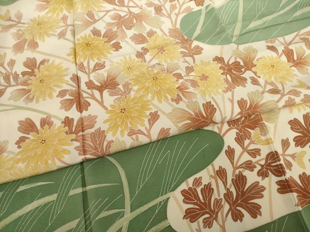 平和屋着物○訪問着 友禅 作家物 流水草花文 正絹 逸品 AAAT5160ck