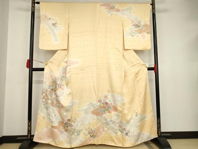 平和屋着物●訪問着　駒刺繍　吉祥花文　暈し染　金彩　正絹　逸品　AAAT5165ck