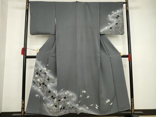 平和屋着物●訪問着　流水楓文　暈し染　金彩　正絹　逸品　AAAT5180ck