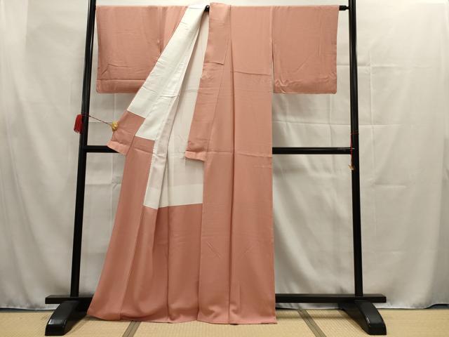 平和屋着物□上質な色無地 作家物 紅梅色 正絹 逸品 未使用