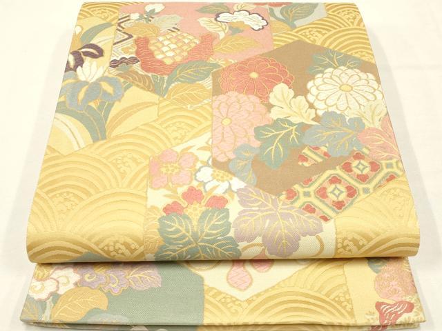 平和屋本店●六通柄袋帯　唐織　亀甲華絢爛　正絹　逸品　AAAT6553ay