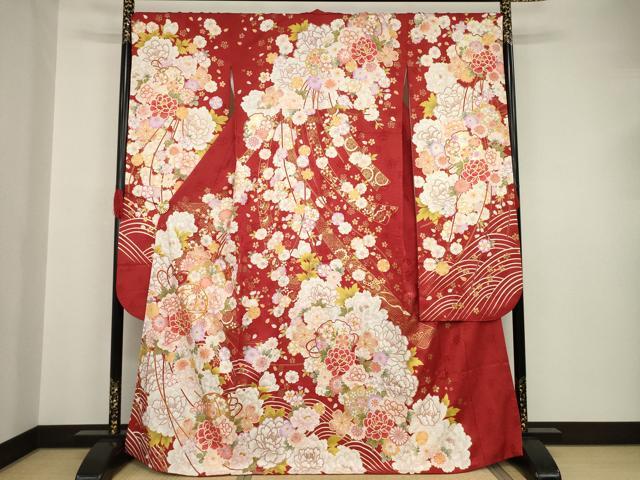 平和屋着物●豪華振袖　駒刺繍　花鞠文　金彩　金通し地　正絹　逸品　AAAT6608ck
