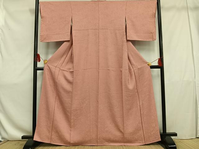 平和屋着物■上質な色無地　風景地紋　紅梅色　さが美扱い　正絹　逸品　AAAT7772es