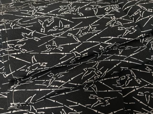 平和屋着物●上質な小紋　型染め　飛鳥文　黒地　正絹　逸品　未使用　AAAU0017np