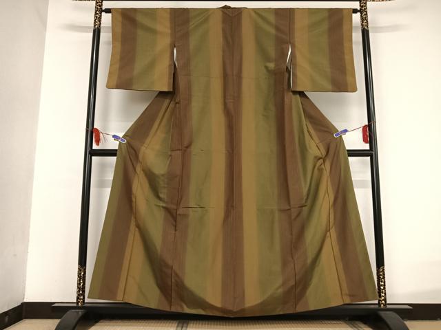 平和屋着物●上質な紬　縞　正絹　逸品　AAAU0022np