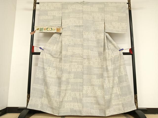 平和屋着物○結城紬 80亀甲 幾何学文様 正絹 逸品 AAAZ1956ph