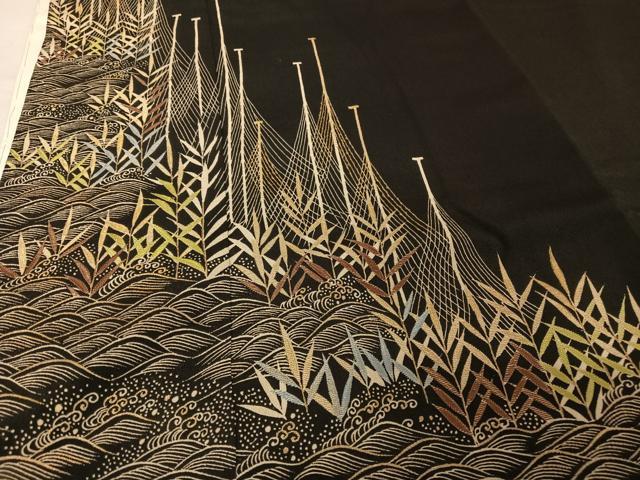 平和屋着物○野口真造 大彦二代目 江戸染繍友 黒