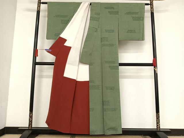 平和屋着物○白鷹お召 霞花文 正絹 逸品 AAAU0074np