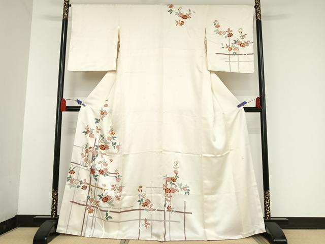 平和屋着物●十日町老舗ブランド　吉澤友禅　吾妻徳穂　訪問着　草花文　金彩　正絹　逸品　AAAU0166np