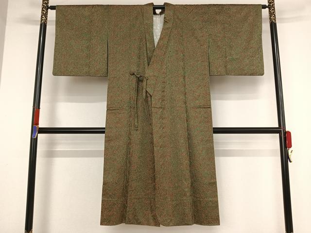 平和屋着物●総刺繍　道行コート　花蝶文　ロング丈　正絹　逸品　AAAU0215np