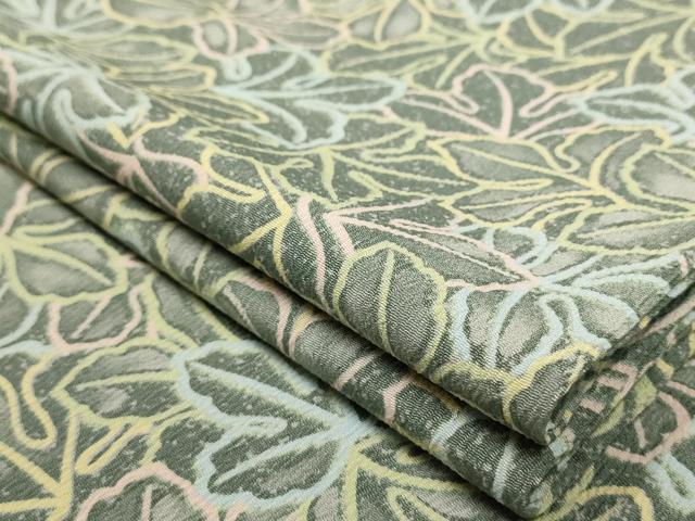 平和屋着物▽小紋　単衣　葉尽くし　洗える着物　AAAU1134iu