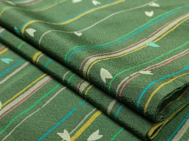 平和屋着物▽上質な小紋　単衣　舞桜縞文　正絹　逸品　AAAU1146iu