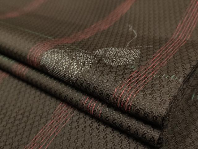 平和屋着物▽小紋　単衣　蔦の葉格子文　洗える着物　AAAU1152iu