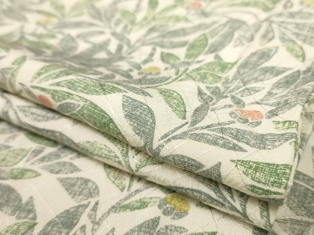 平和屋着物▽上質な小紋　単衣　枝葉文　正絹　逸品　AAAU6443iu