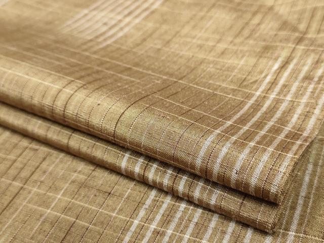 平和屋着物▽上質な紬　単衣　絣縞　正絹　逸品　AAAU6447iu