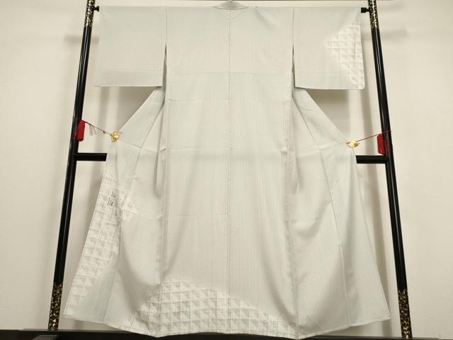 平和屋着物▽訪問着　単衣　刺繍　幾何学文様　金糸　正絹　逸品　AAAU6455iu