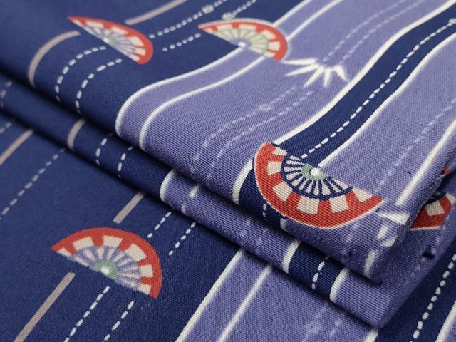 平和屋着物▽小紋　単衣　片輪車間道　洗える着物　AAAU6486iu