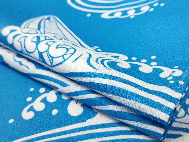 平和屋着物▽小紋　単衣　立波舟文　洗える着物　未使用　AAAU6493iu