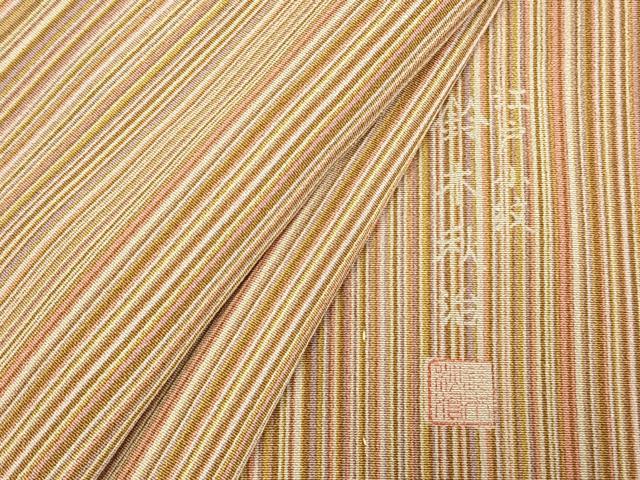 平和屋着物▽鈴木秋治　江戸小紋　単衣　縞　正絹　逸品　AAAU7980fy