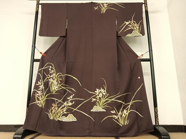 平和屋着物●訪問着　友禅　作家物　刺繍　草花文　金彩　正絹　逸品　AAAU8087zg