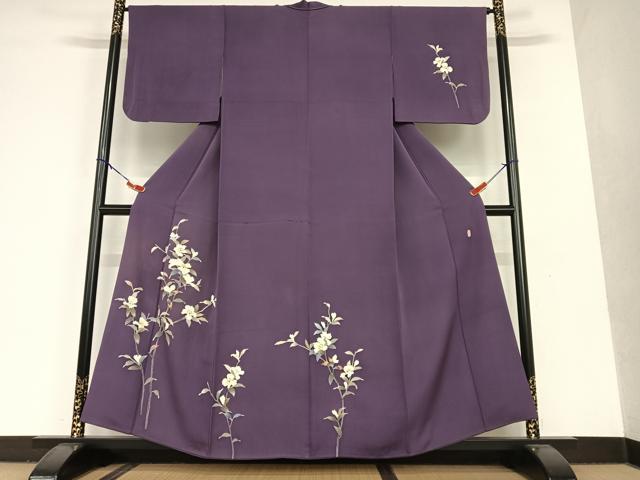 平和屋着物●本加賀友禅作家　南克治　訪問着　枝花文　正絹　逸品　AAAU8104zg