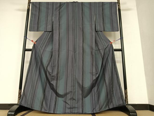 平和屋着物○上質な紬 変わり縞 正絹 逸品 AAAU8112zg