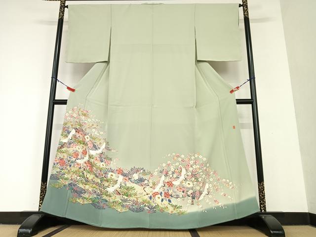 平和屋着物●本加賀友禅作家　百貫廣樹　色留袖　飛鶴梅松文　暈し染め　正絹　逸品　AAAU8113zg