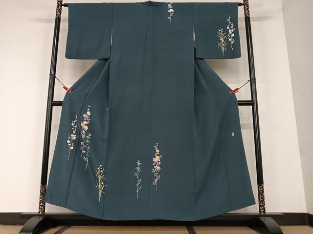 平和屋着物●十日町友禅　女流作家　遠田藤舟　訪問着　草花文　槍梅　正絹　逸品　AAAU8130zg