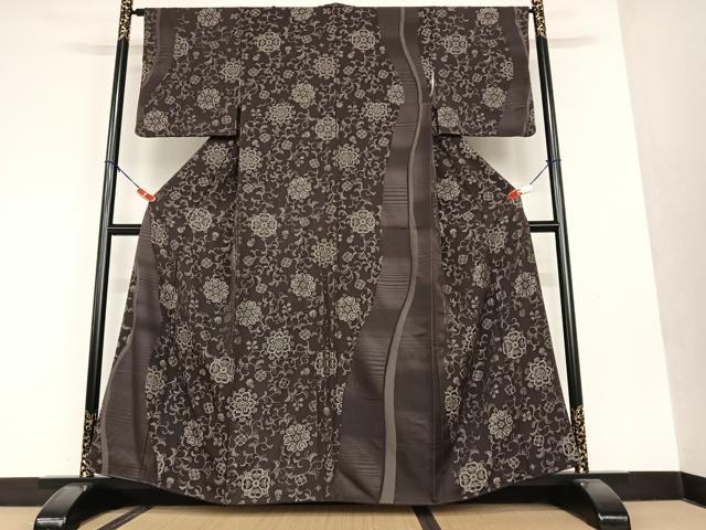 平和屋着物●天目織　お召　訪問着　花唐草文　正絹　逸品　AAAU8257zg