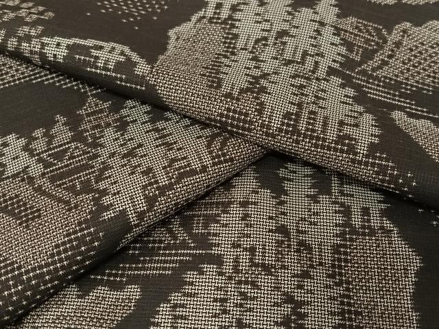 平和屋着物●本場大島紬　泥染め　9マルキ　樹林風景文　正絹　逸品　AAAU8287zg