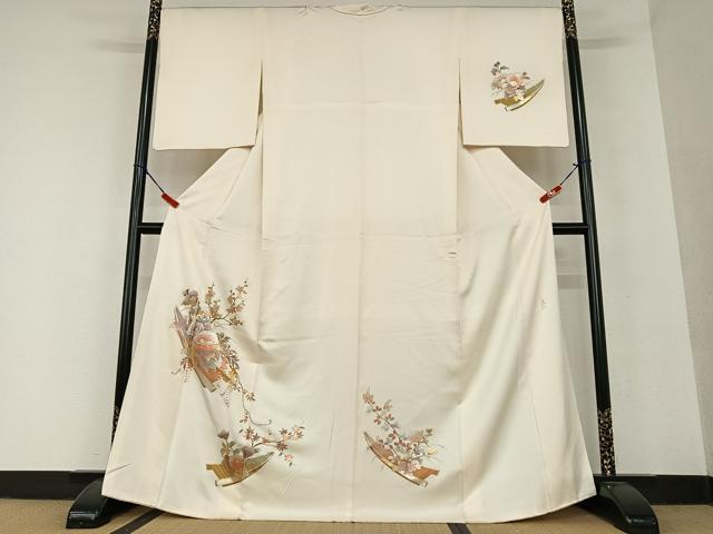 平和屋着物●金彩友禅　卓越技能者・名工・和田光正　訪問着　草花文　金銀彩　正絹　逸品　AAAU8292zg