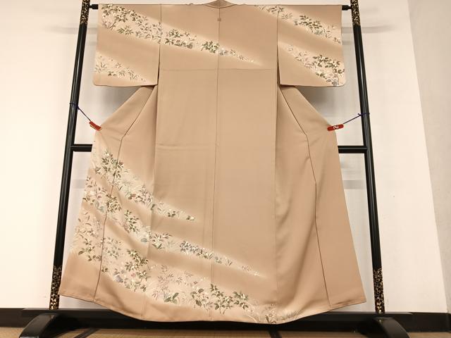 平和屋着物●訪問着　駒刺繍　草花文　暈し染め　金彩　正絹　逸品　AAAU8302zg