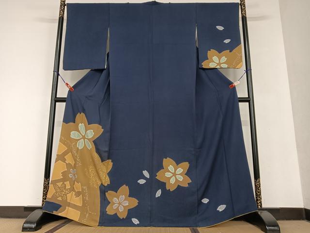 平和屋着物●訪問着　絞り　舞桜　金彩　正絹　逸品　AAAU8309zg