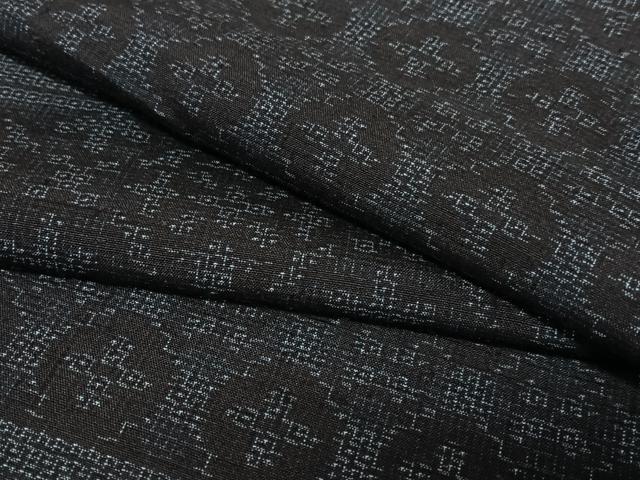 平和屋着物●結城紬　100亀甲　横段花文　正絹　逸品　AAAU8351zg